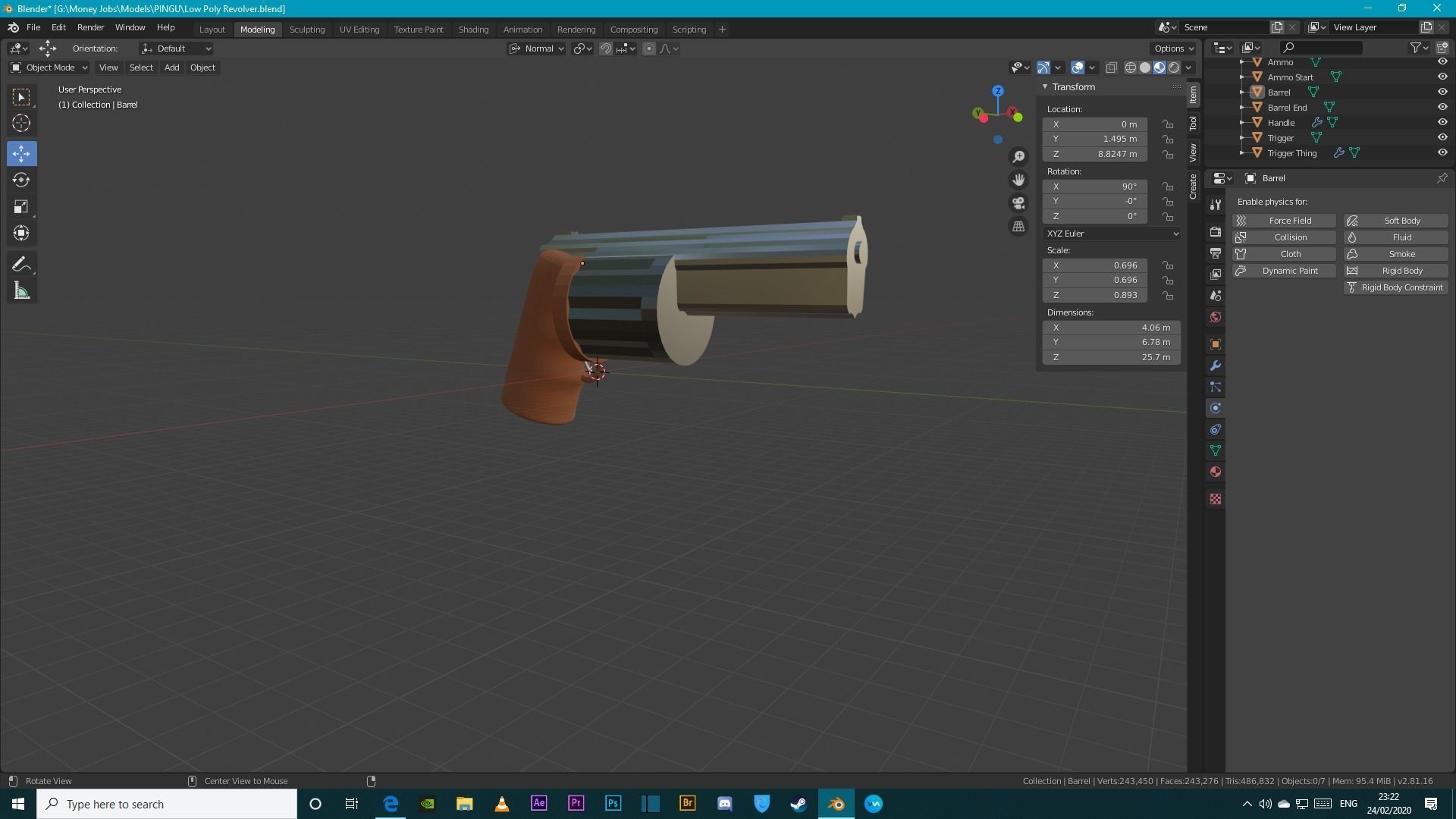 3D model Low Poly 3D Revolver Gun VR / AR / low-poly | CGTrader