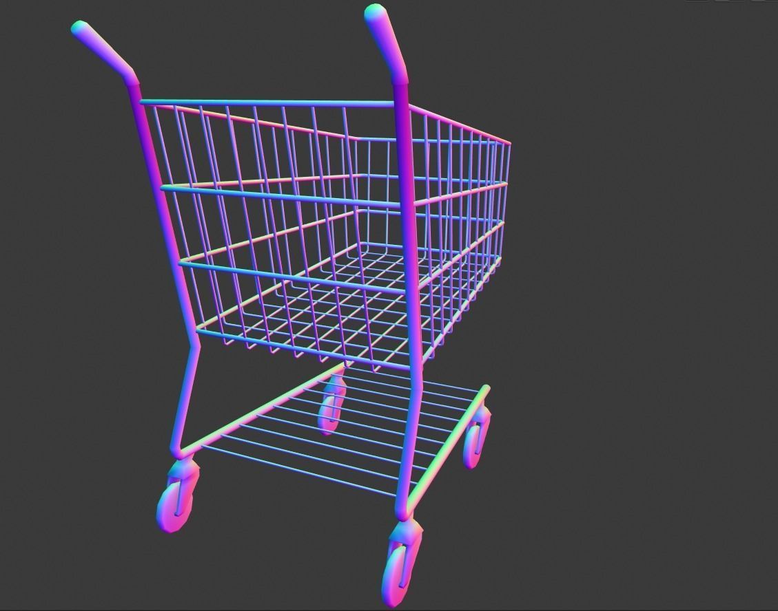 3D model 2976 Tris Lowpoly Shopping Cart VR / AR / low-poly | CGTrader