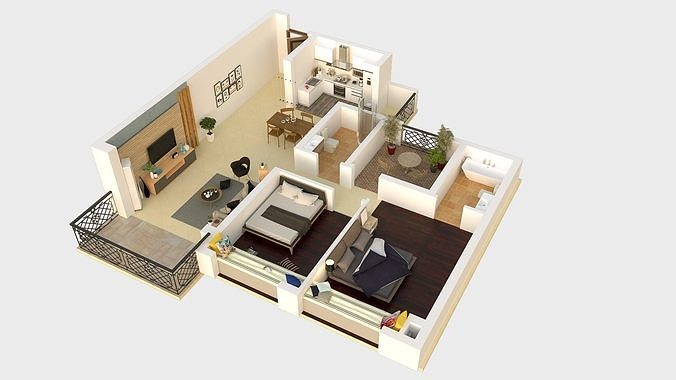 High details floorplan 3D model | CGTrader