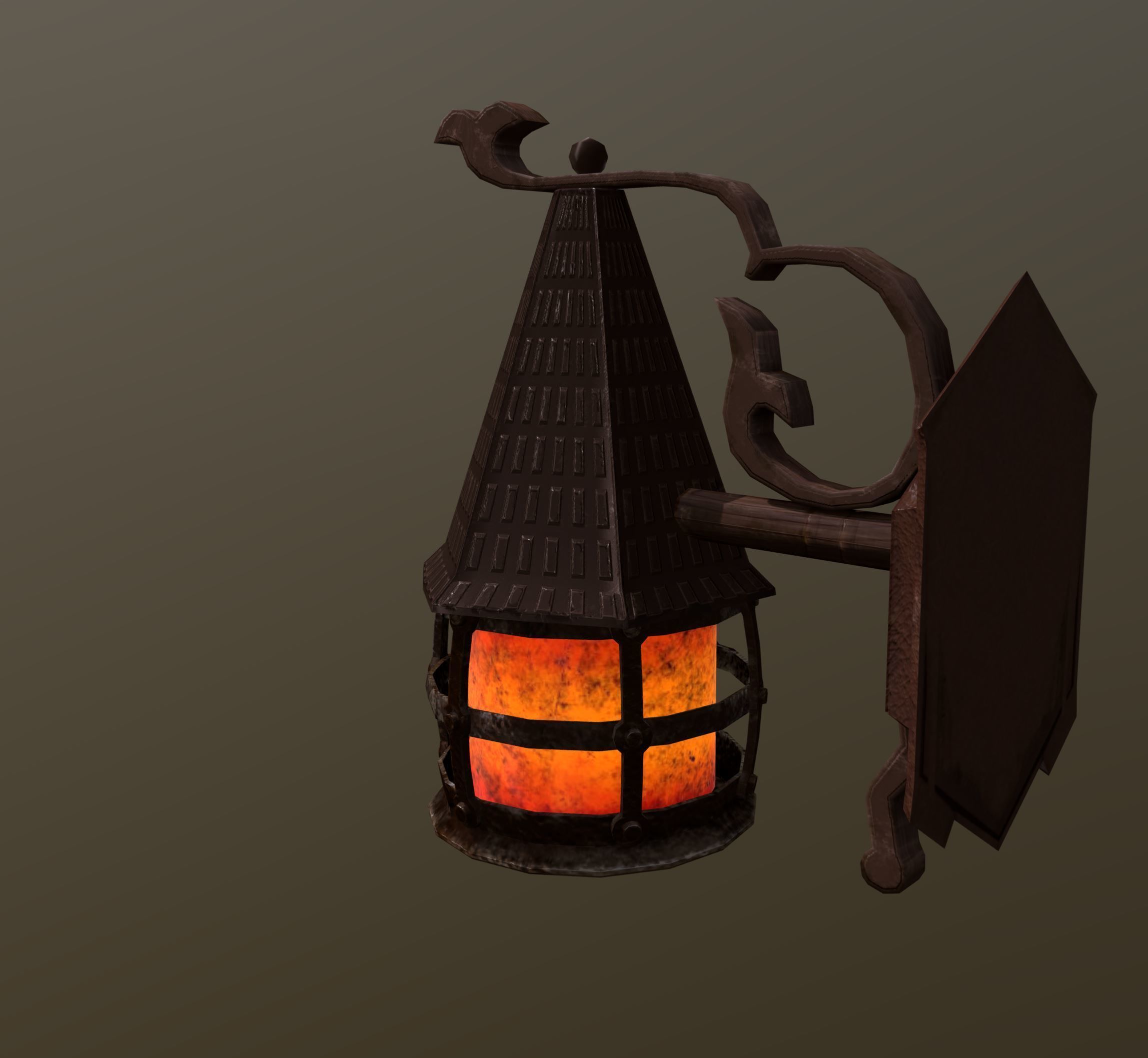 3D model Low-poly street wall lamp VR / AR / low-poly | CGTrader