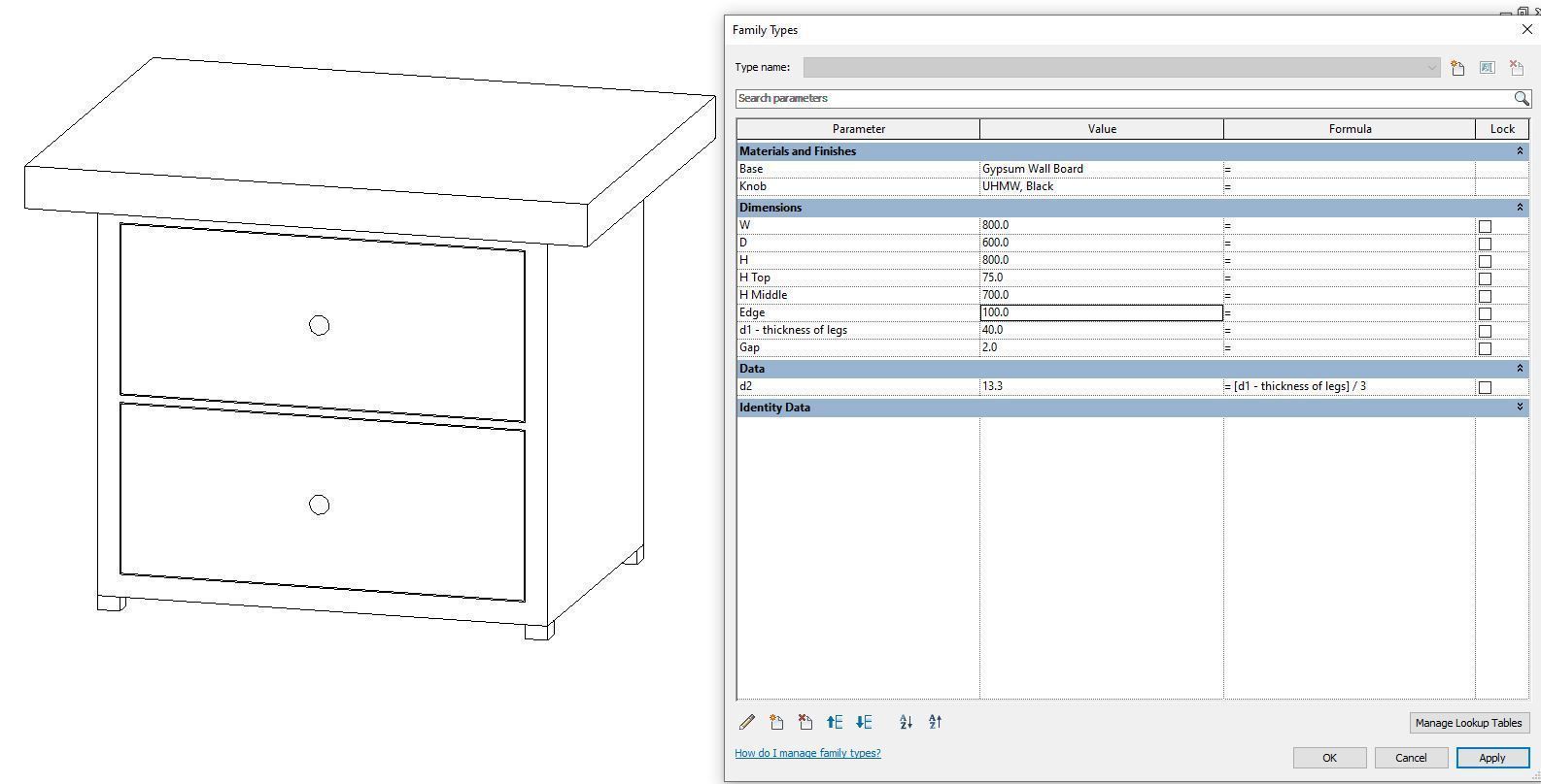 Bed Table 2 Hemnes- Full parametric Revit Family free VR / AR / low ...