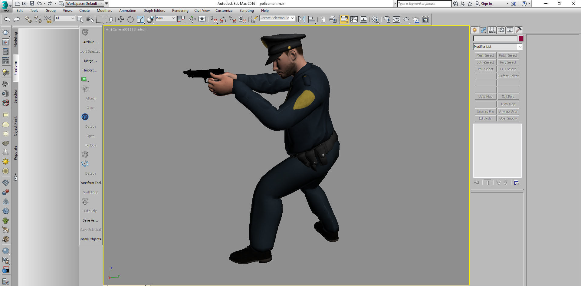 policeman gun in hand ready to shoot 3D model | CGTrader