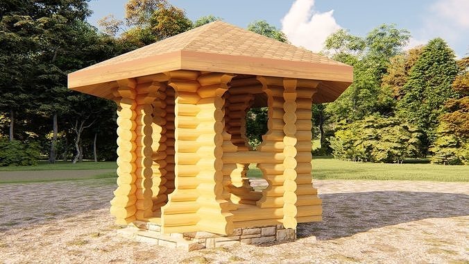 Arbor made of logs with a diameter of 3m 3D model | CGTrader