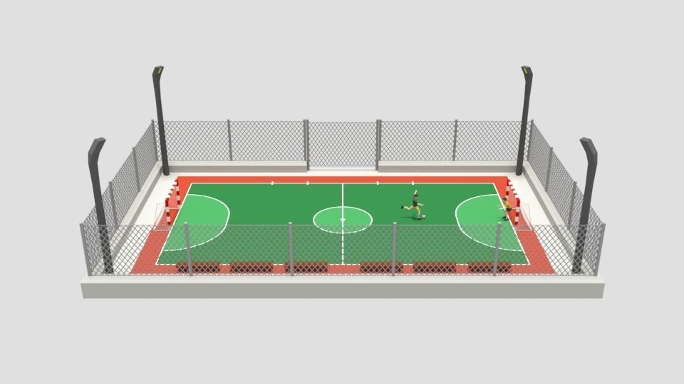 Cartoon Street Football Court 3D model | CGTrader