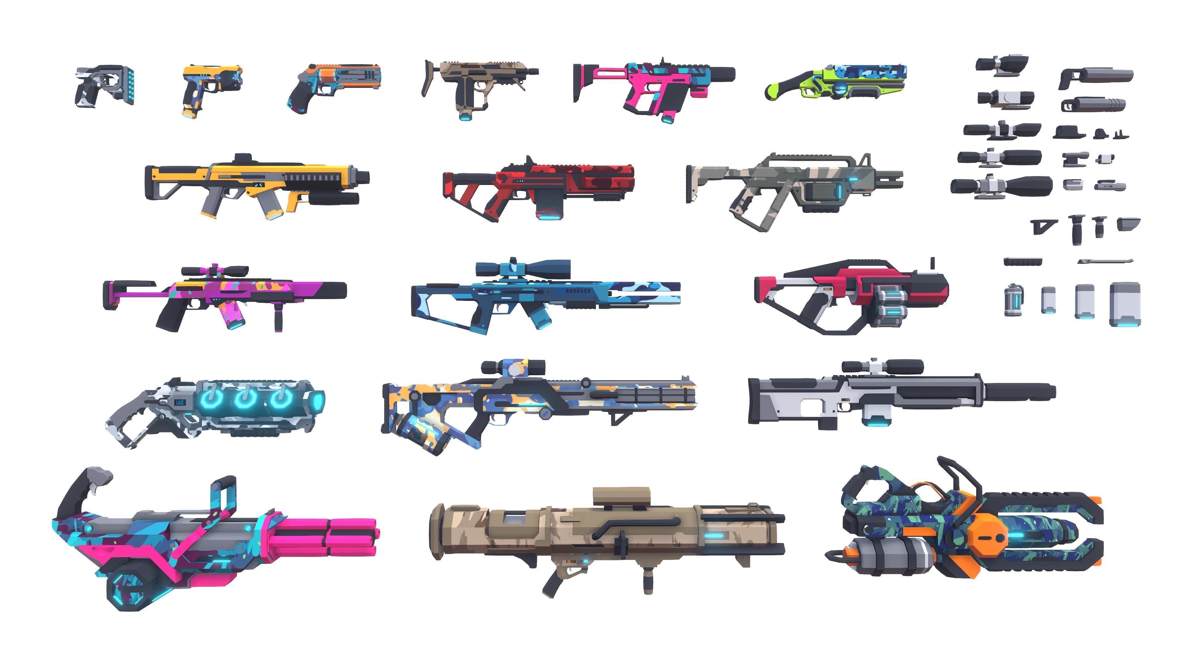 3D model CB Sci-Fi Gun Pack Complete VR / AR / low-poly | CGTrader