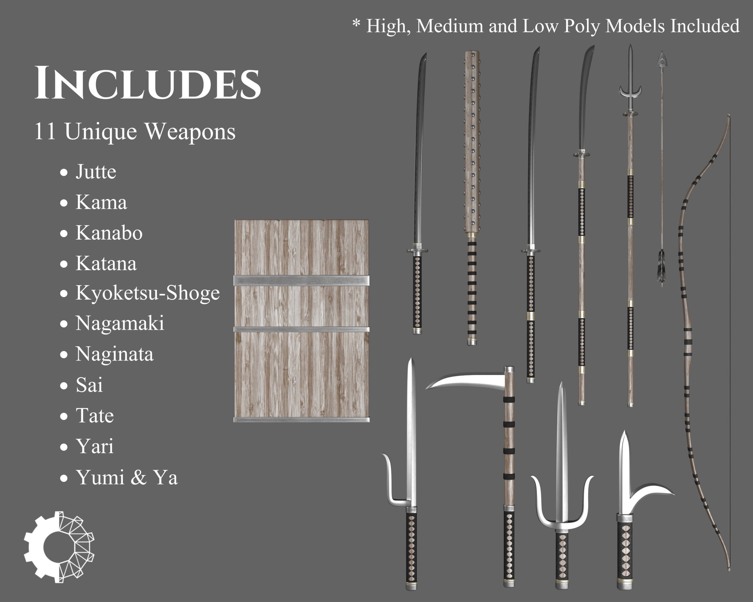 Ancient Japanese Weapon Set 3D Model Collection | CGTrader