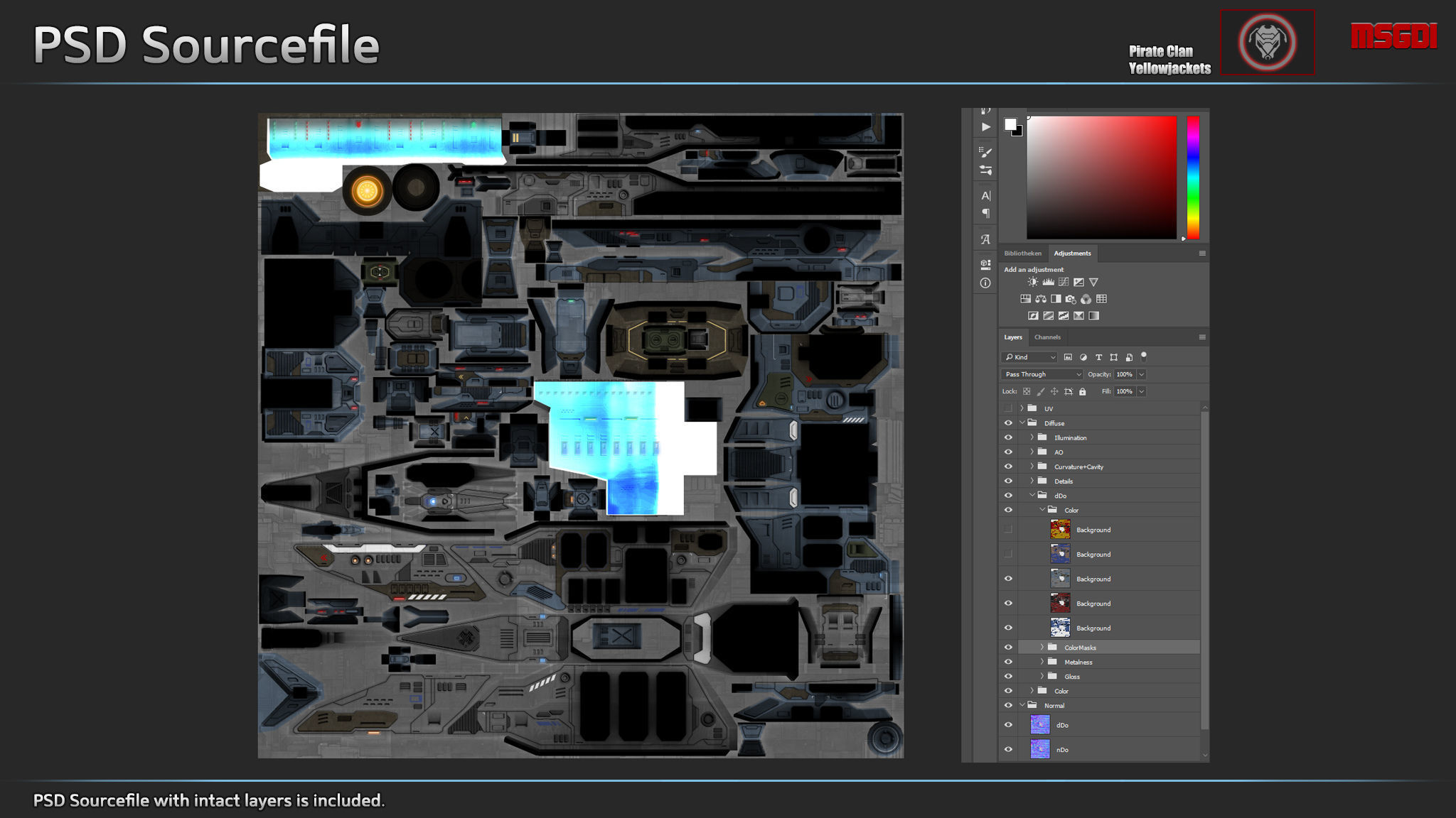 3D model Spaceship Yellowjackets Modular Fighter Kit VR / AR / low-poly ...