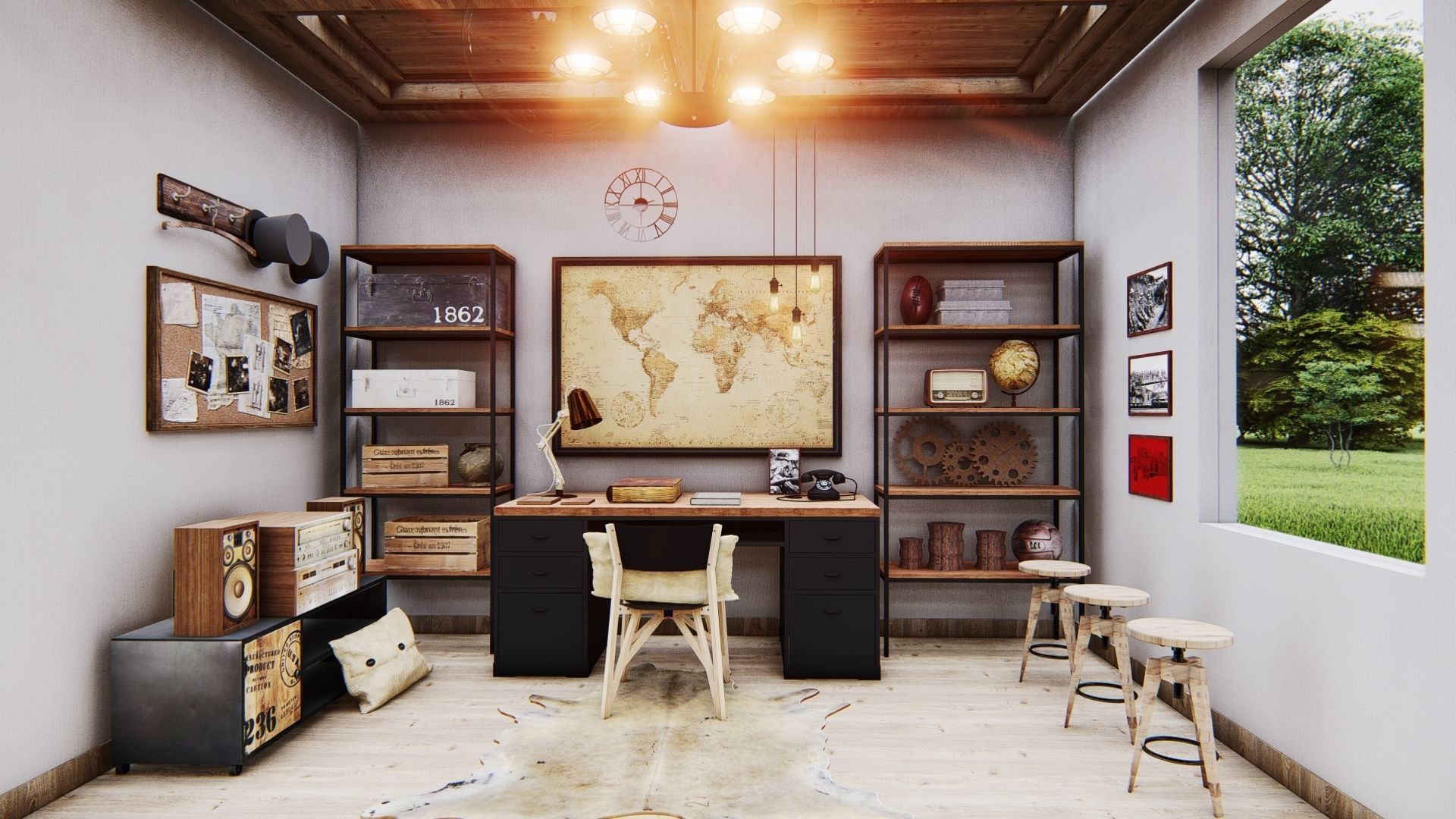 3D model steampunk vintage room VR / AR / low-poly | CGTrader