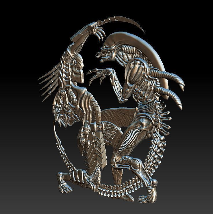 Alien vs Predator - relief - 2017 3D model 3D printable | CGTrader