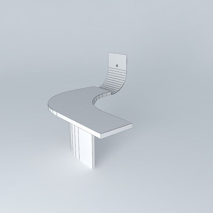 Half round desk free 3D model | CGTrader