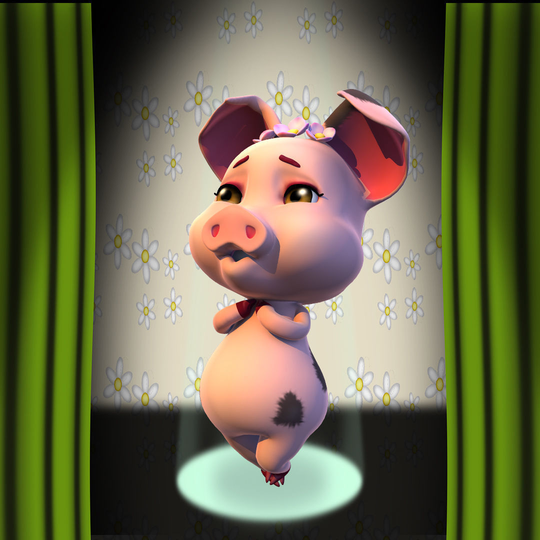 Bouguet Pig 3D model rigged | CGTrader