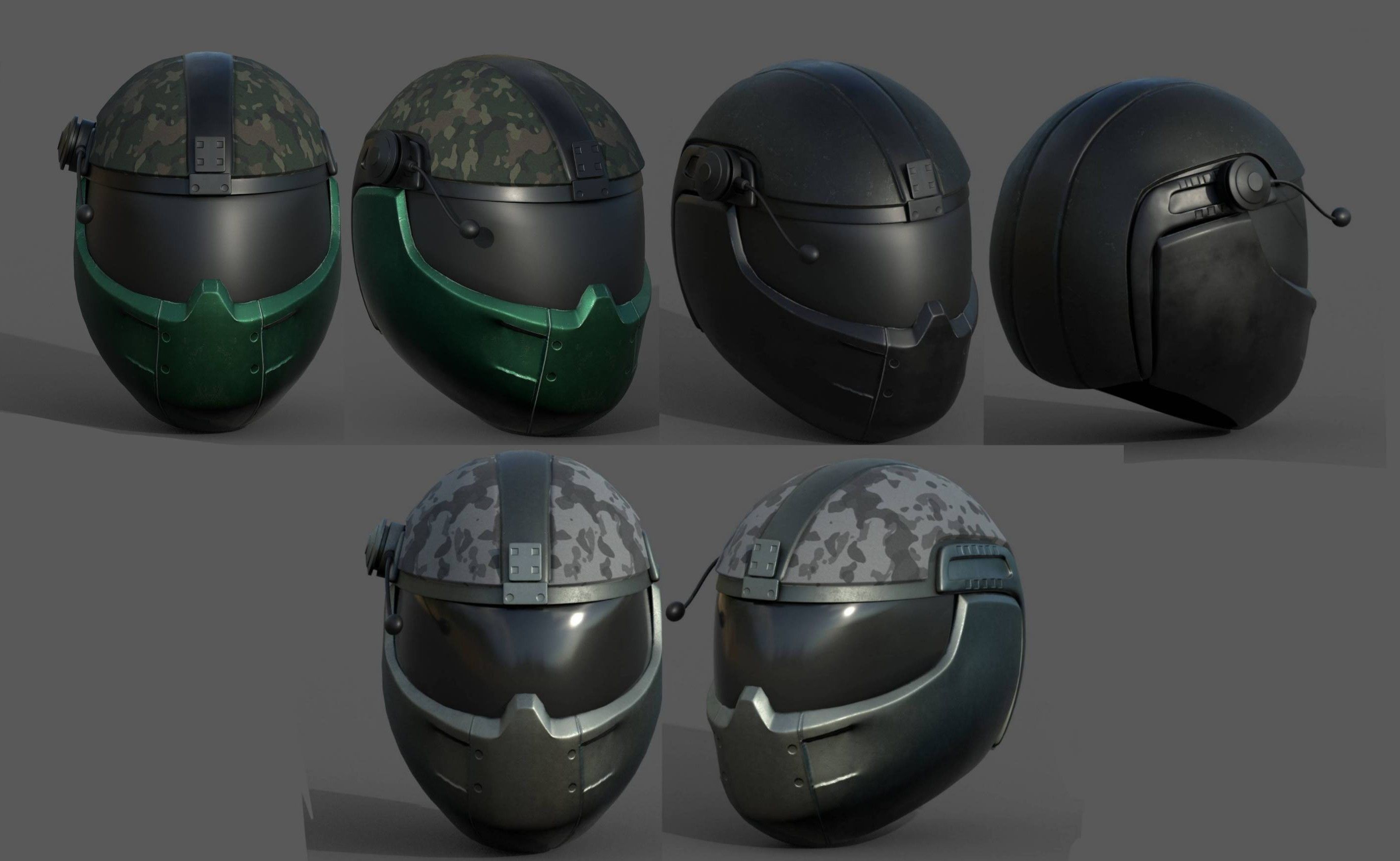 3D model Helmets scifi military combat soldier fantasy pack 3 models VR ...