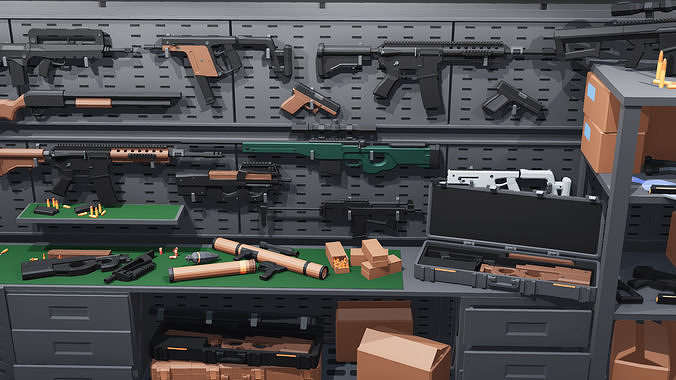 3D model Poligonal Weapon Rack VR / AR / low-poly | CGTrader