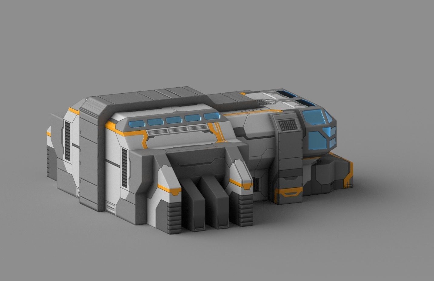 3D model Sci-Fi Military Building - Headquarter HQ VR / AR / low-poly ...