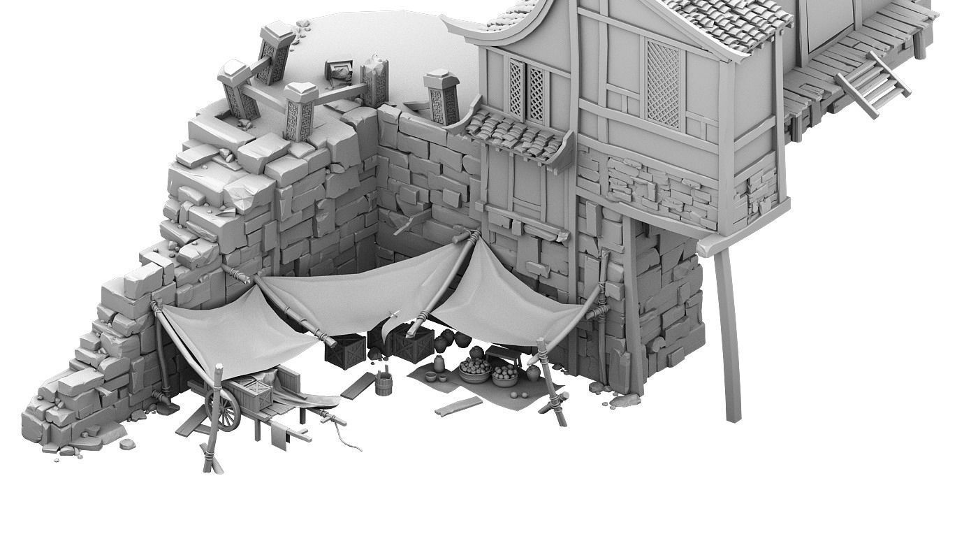 Building - Broken Small Stall 01 3D model | CGTrader