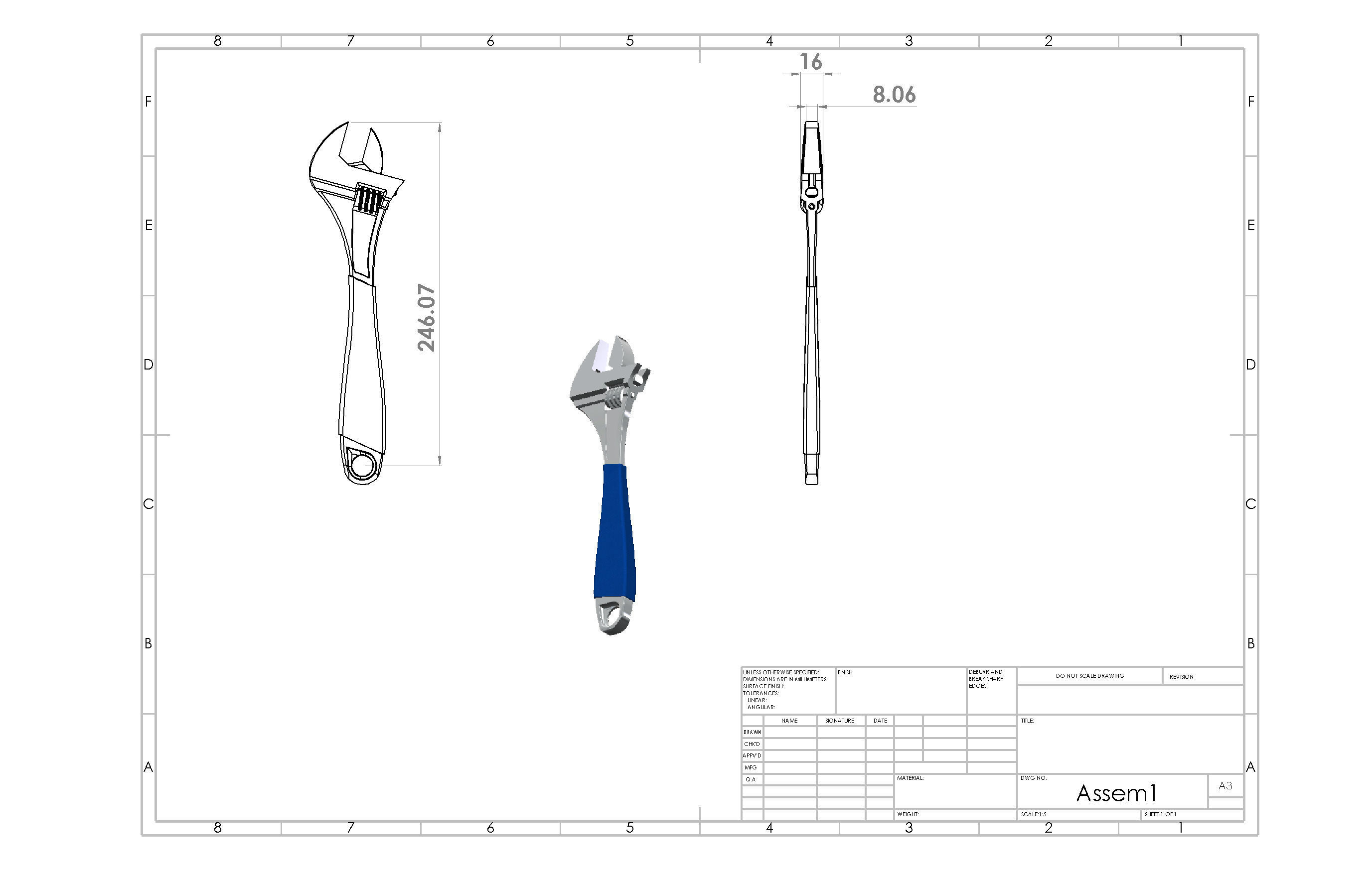 Adjustable Spanner - SolidWorks 3D model | CGTrader