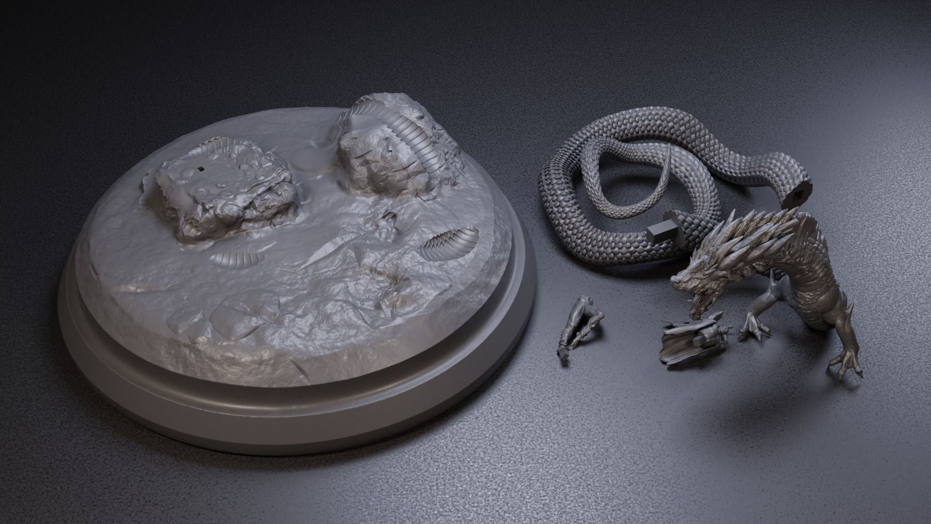 Linnorm the Dragon Vs huntsman 3D model 3D printable | CGTrader