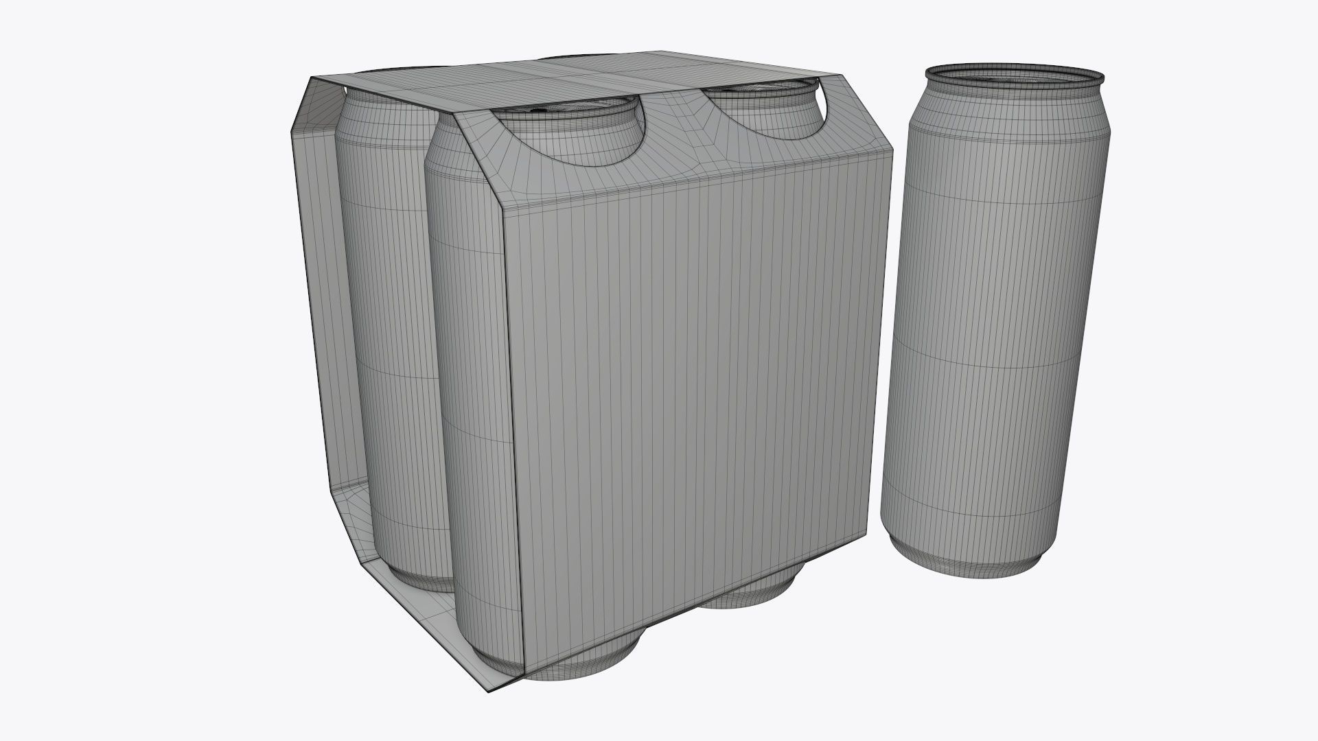 Cluster-pack carton packaging for 4 beer cans 500 ml 3D model | CGTrader