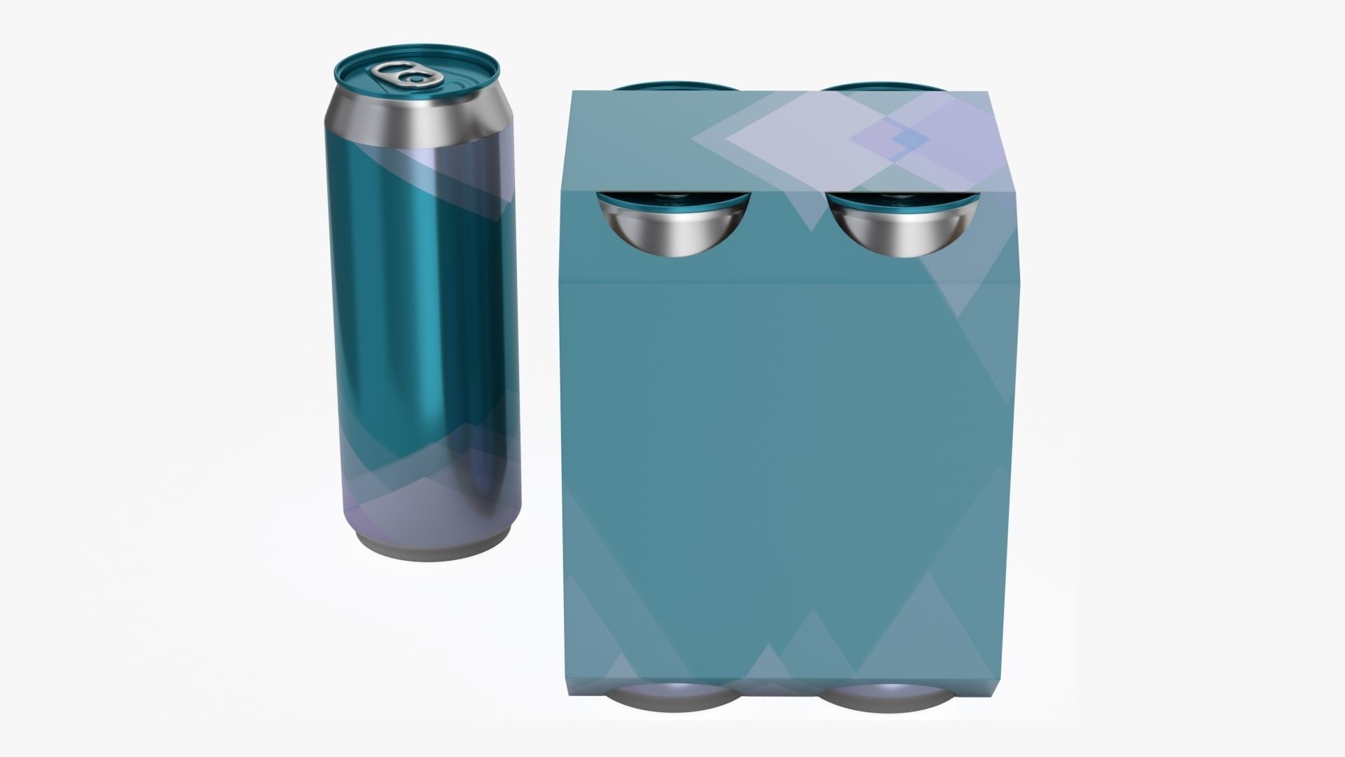 Cluster-pack carton packaging for 4 beer cans 500 ml 3D model | CGTrader