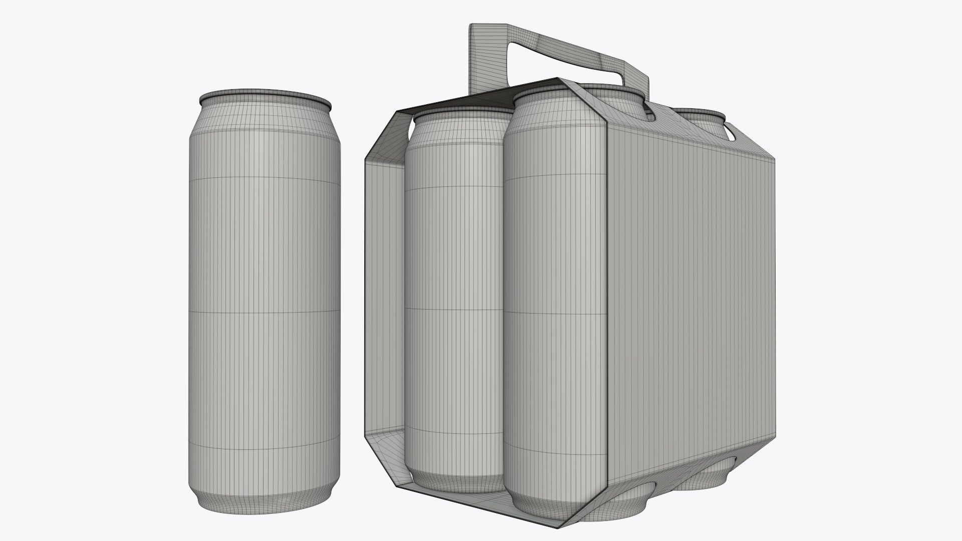 Cluster-pack carton packaging with handle for 4 beer cans 500 ml 3D ...