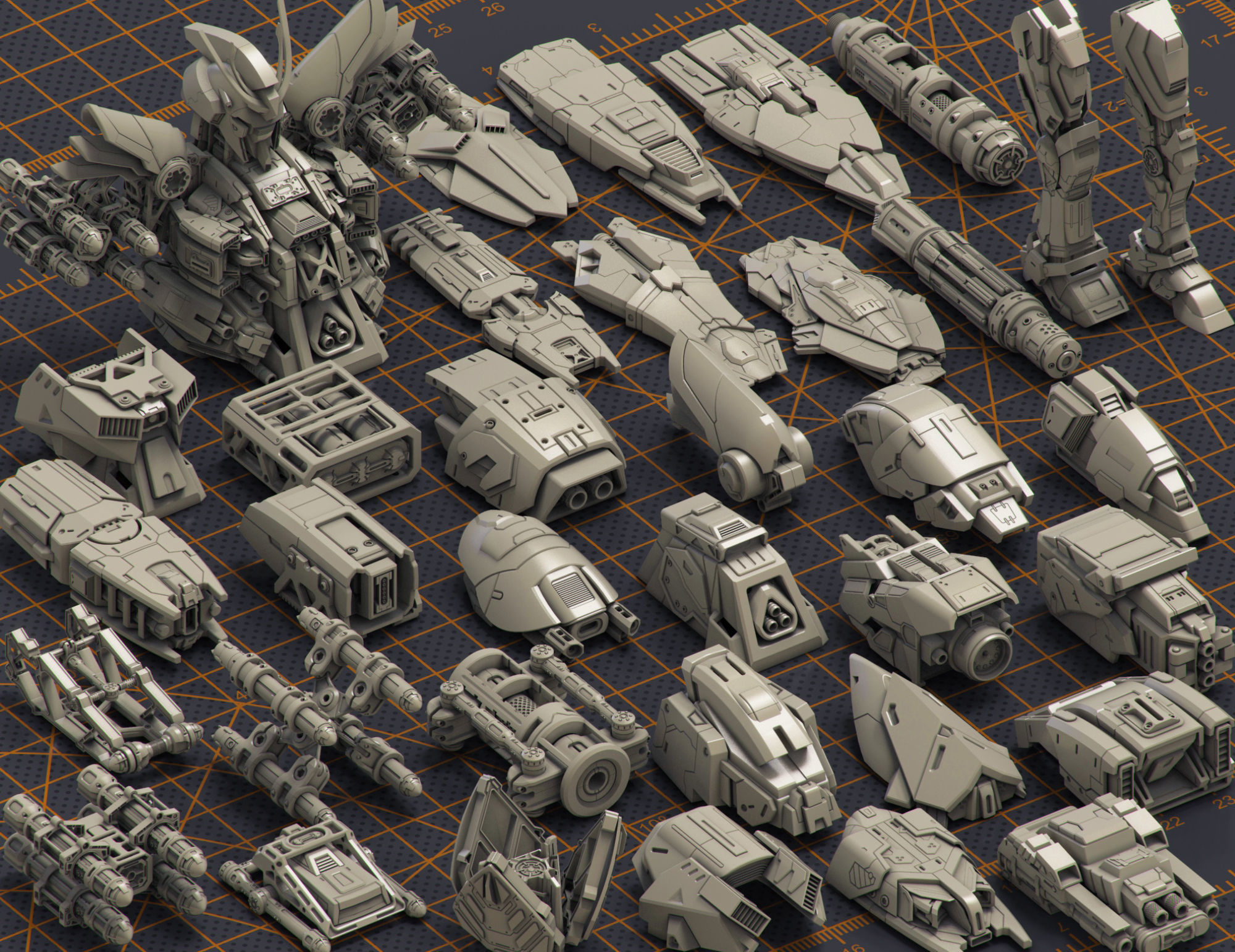 Mech Warrior Hard Surface Kitbash 3 of 20 3D model | CGTrader