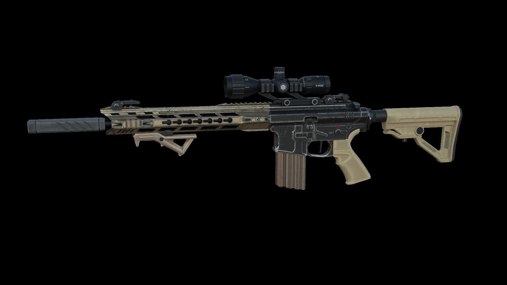 3D model Modular Combat Rifle-Carbine Variant VR / AR / low-poly | CGTrader