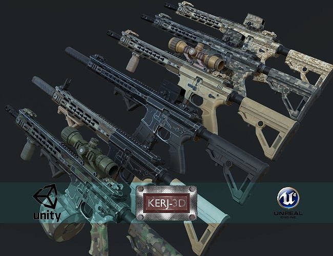 3D model Modular Combat Rifle-Carbine Variant VR / AR / low-poly | CGTrader