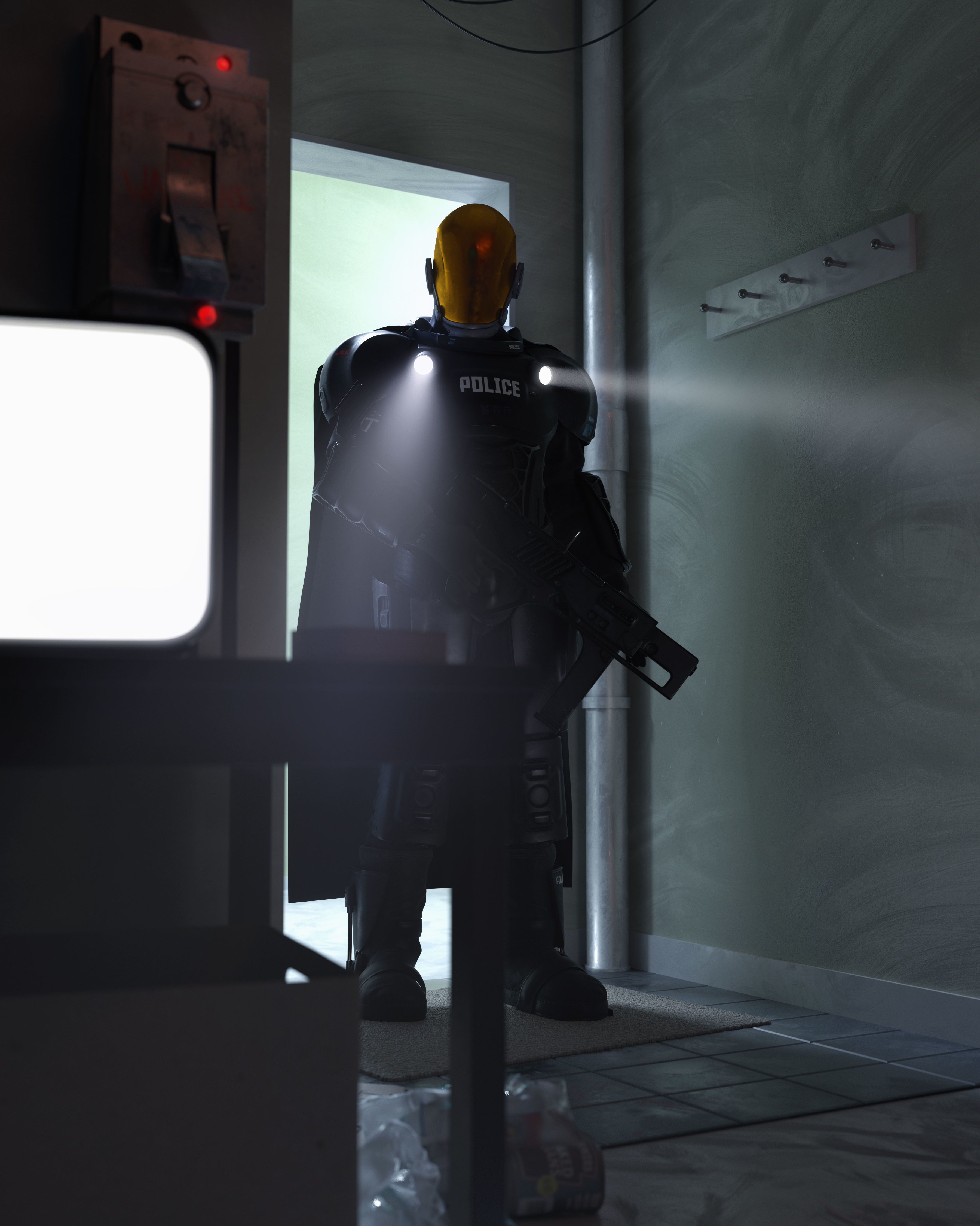 Futuristic Cyberpunk Police Enforcer 3D model | CGTrader