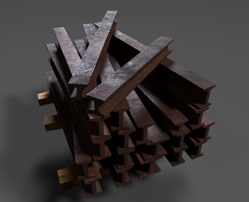 3D model Stacked Cast Iron Beams VR / AR / low-poly | CGTrader