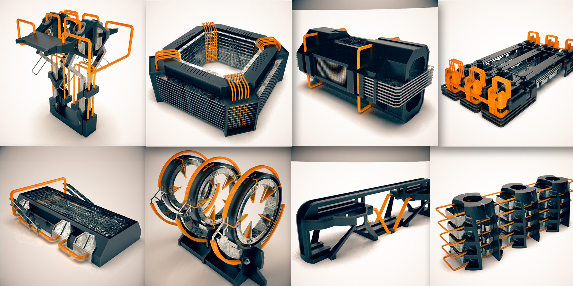 Mega Alien Structures - 100 Models Kitbash Set 3D model | CGTrader