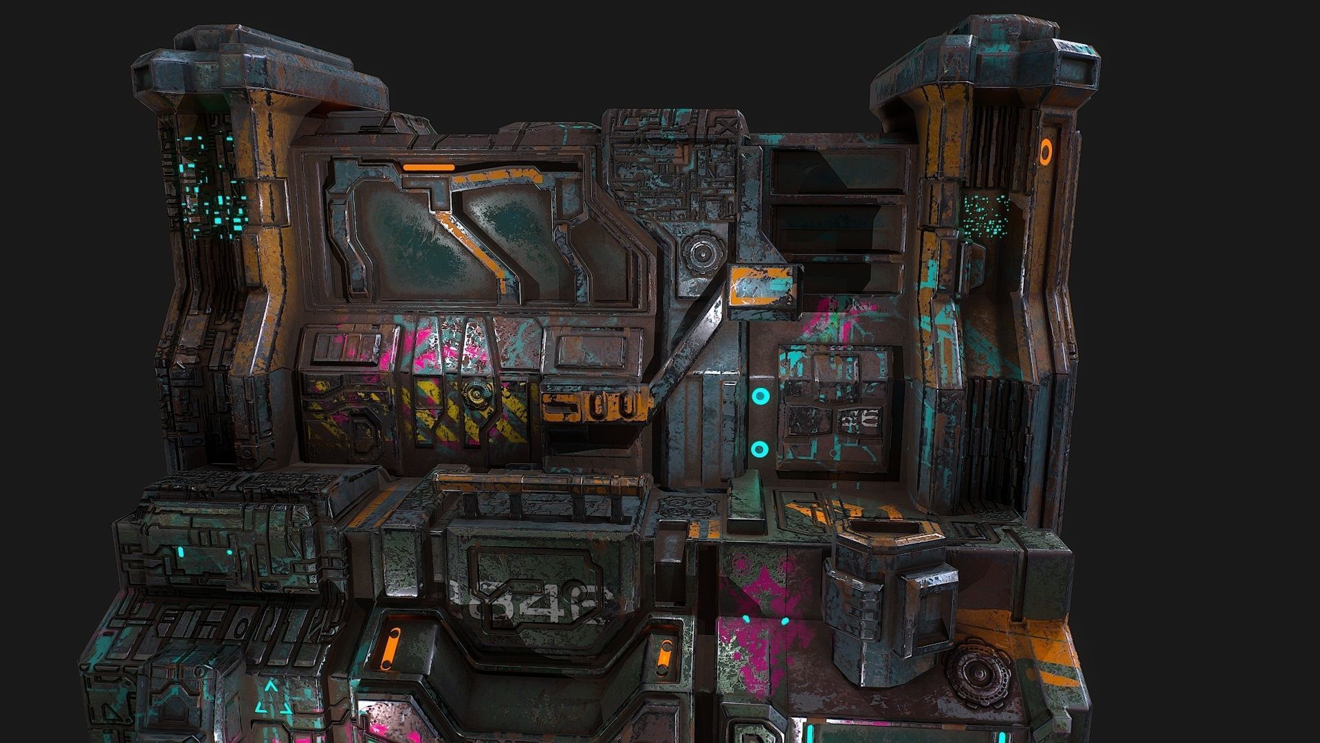 3D model Low poly cyberpunk street pattern with building facades VR ...