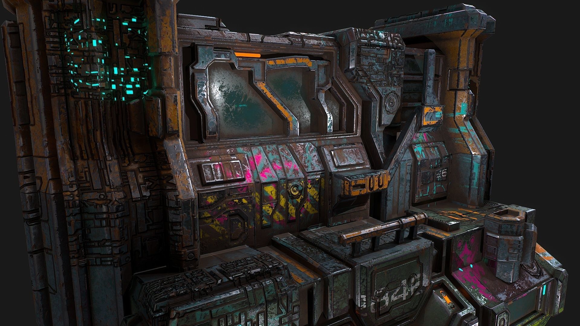 3D model Low poly cyberpunk street pattern with building facades VR ...