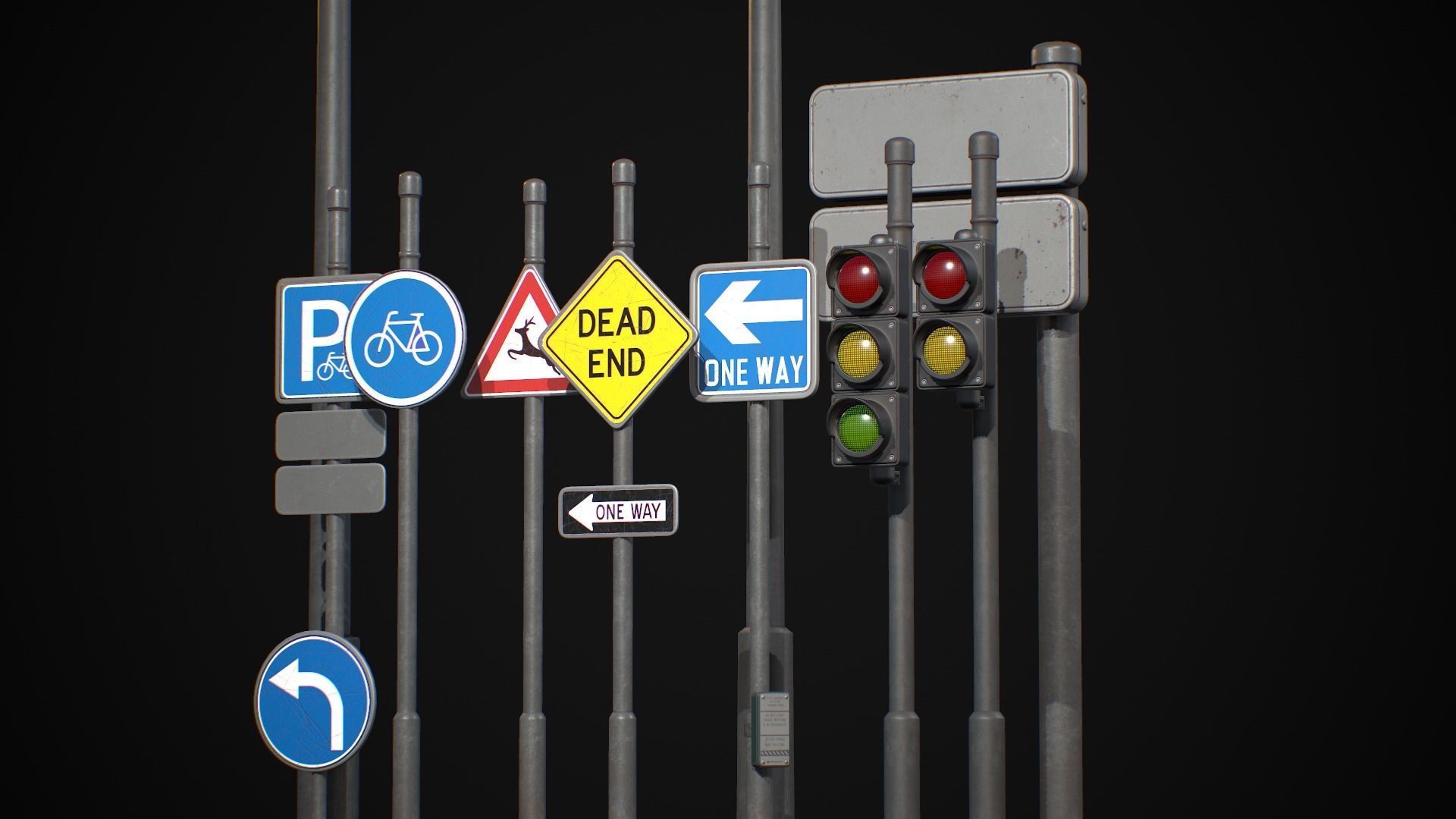 3D model Street Sign Traffic Light Signal VR / AR / low-poly | CGTrader