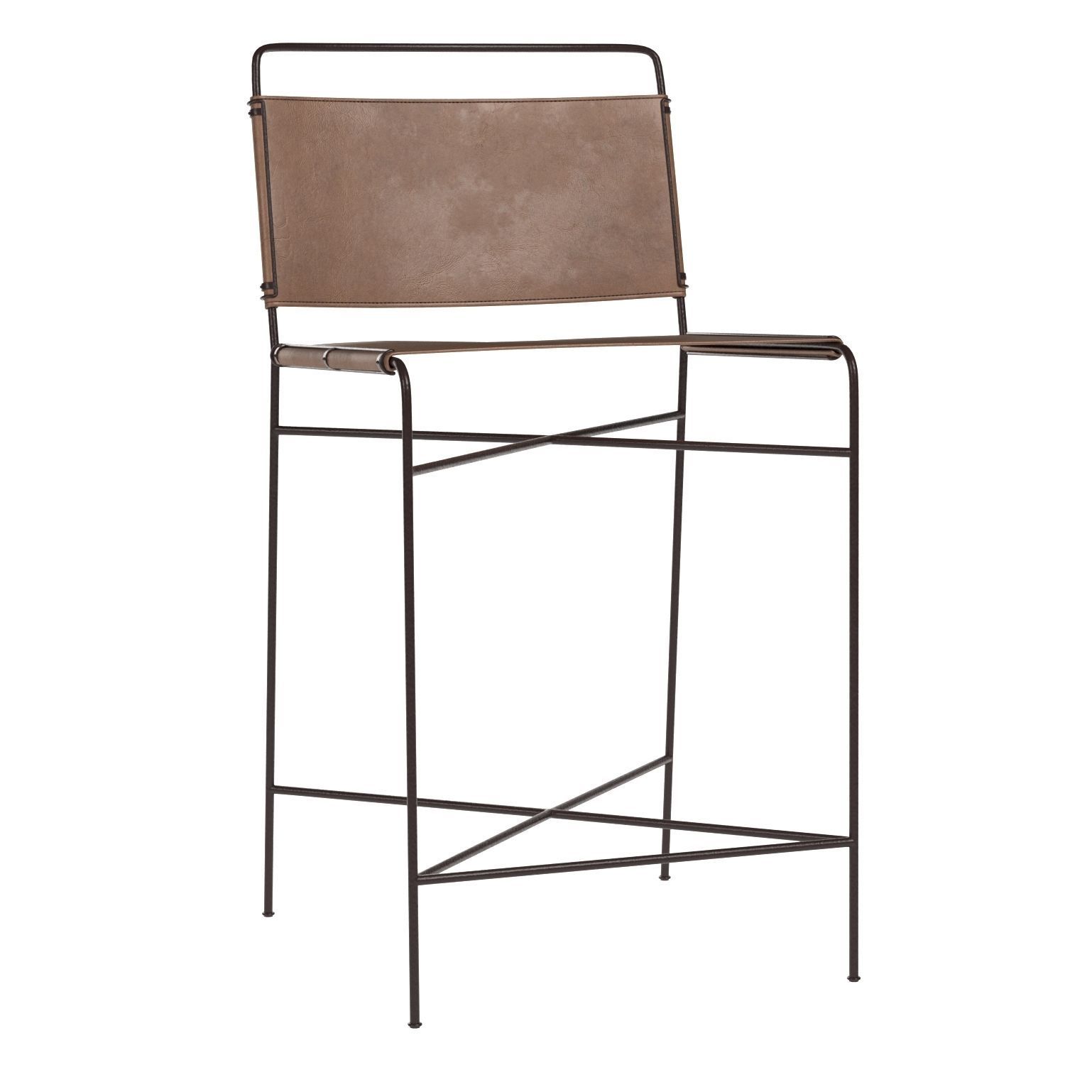 Wharton Counter and Bar Stool Distressed Brown 3D model | CGTrader