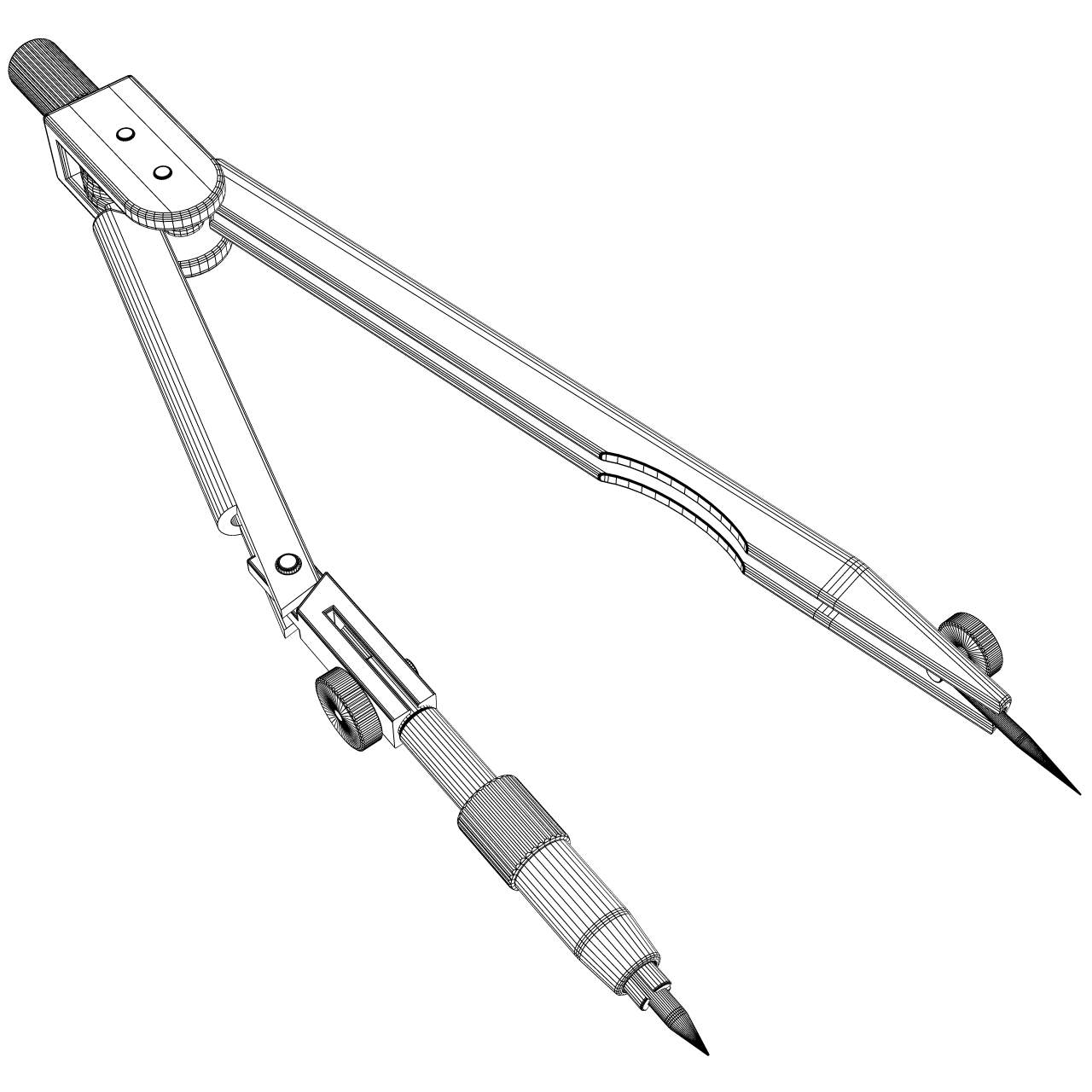 Draftsman s Compass 3D model rigged | CGTrader