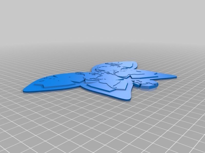 Waterman Butterfly World Map Projection free 3D model 3D printable ...