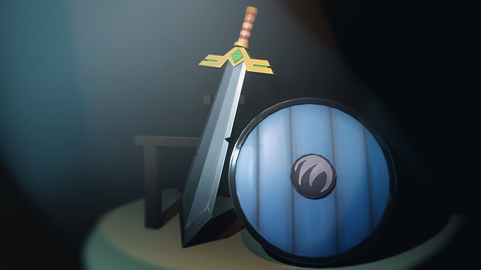 3D model Low Poly Sword and Shield VR / AR / low-poly | CGTrader