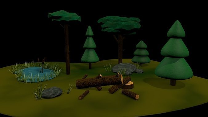 3D model cartoon low-poly forest pack VR / AR / low-poly | CGTrader