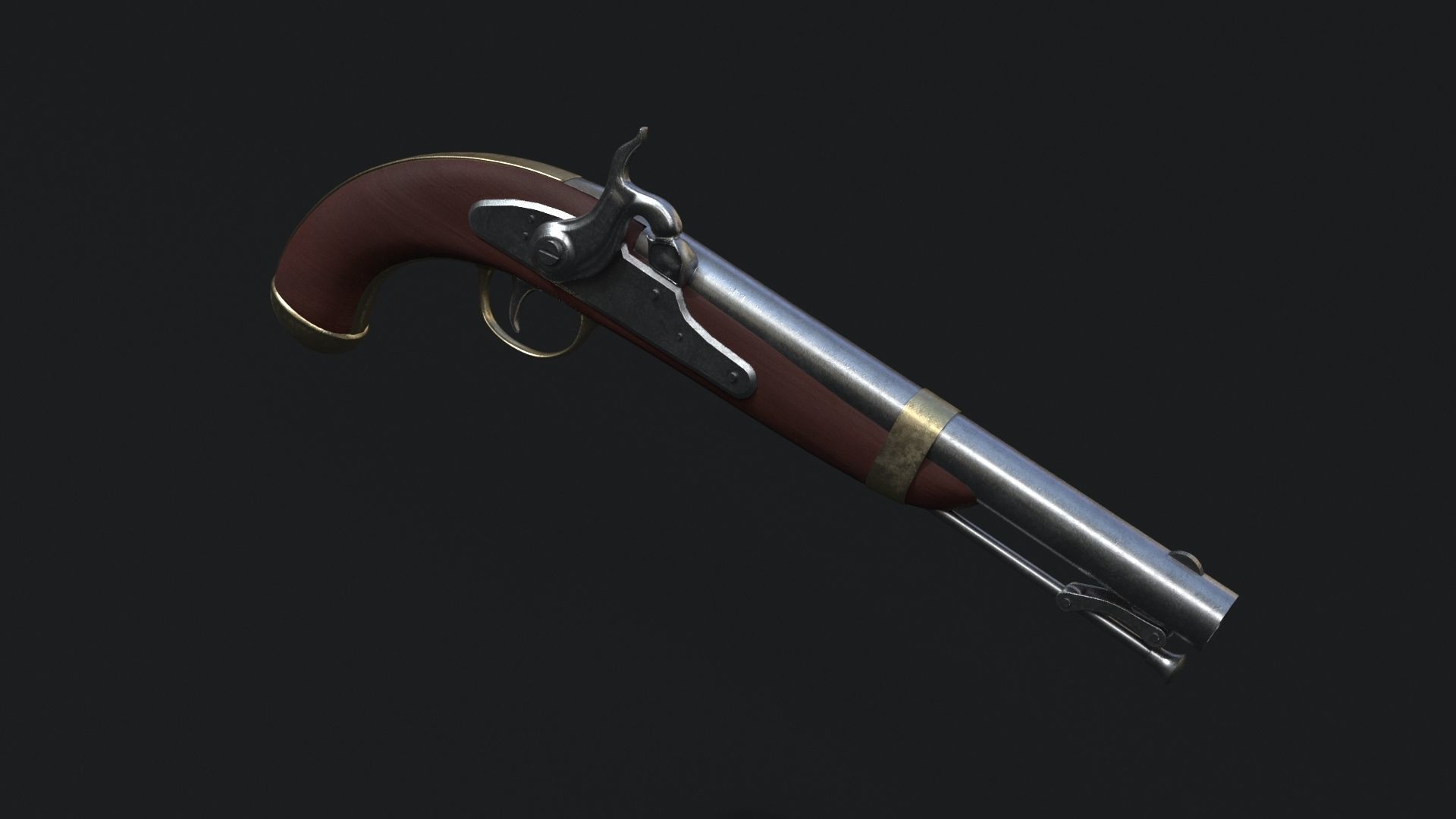 Flintlock pistol - musket gun 3D model | CGTrader