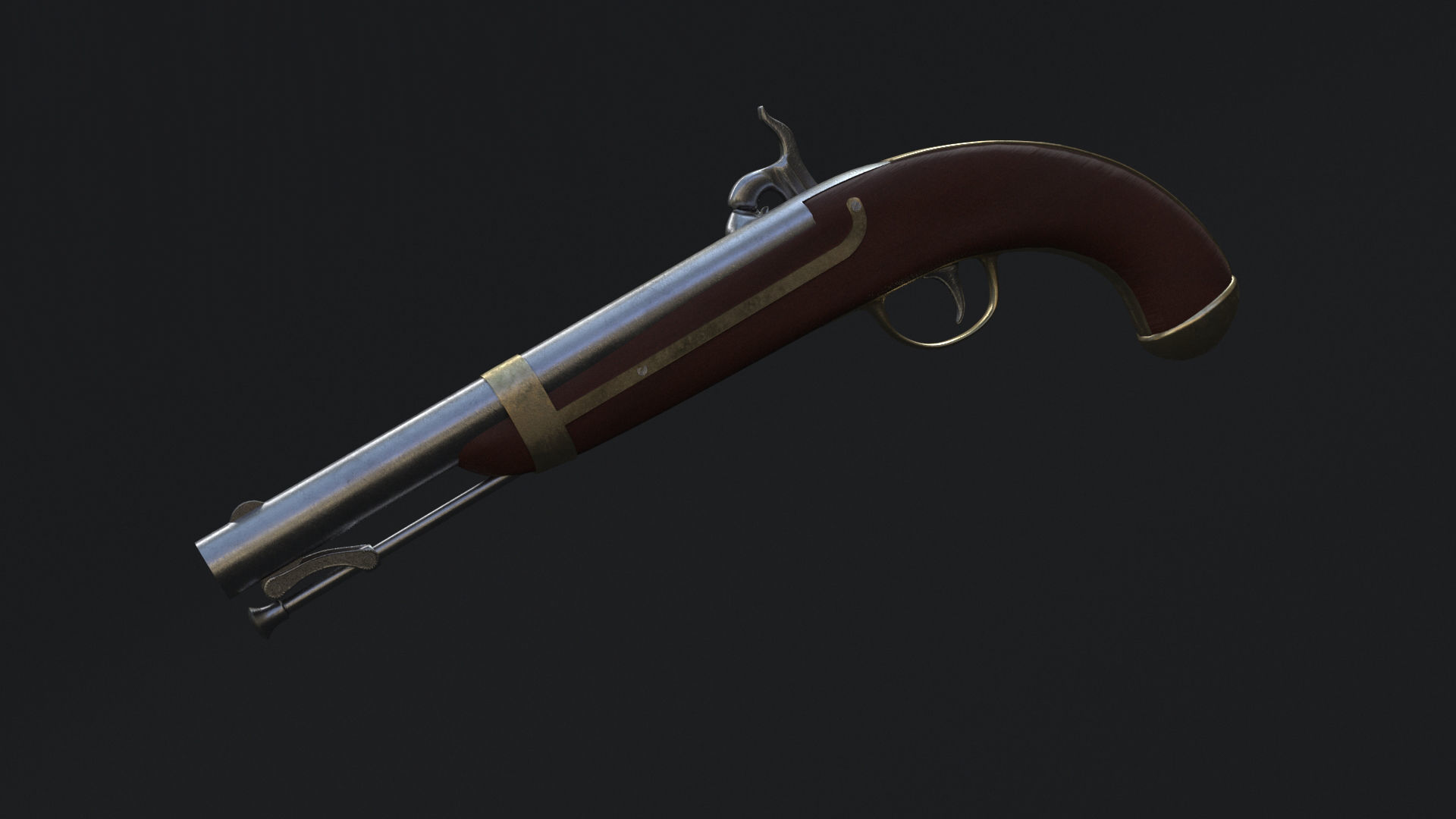 Flintlock pistol - musket gun 3D model | CGTrader