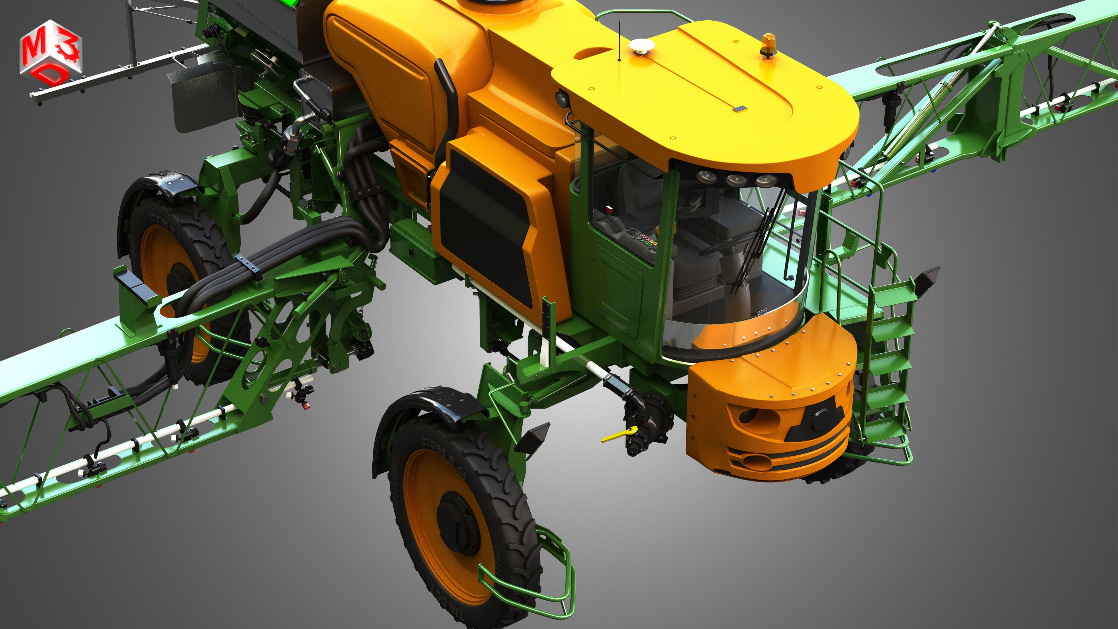 Sprayer - Spreader and Pneumatic Seeder 3 in 1 Machine 3D model | CGTrader