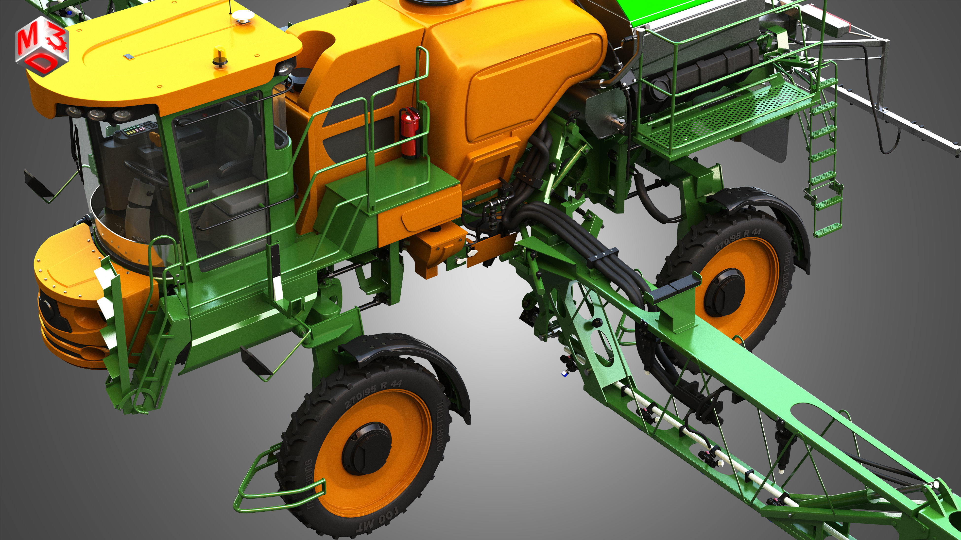 Sprayer - Spreader and Pneumatic Seeder 3 in 1 Machine 3D model | CGTrader