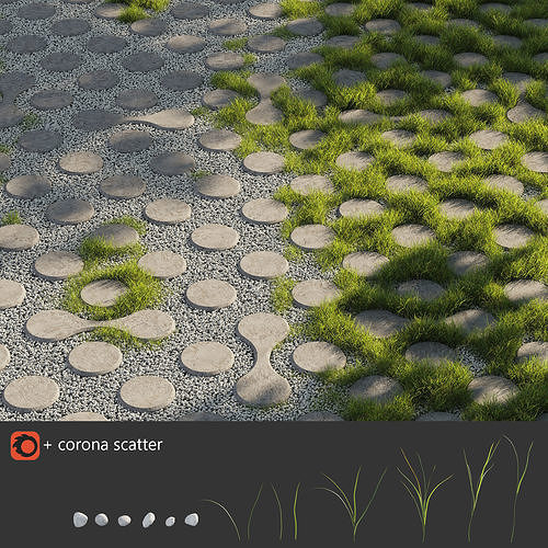 Grass Eco parking Paving tile gravel with grass 3D model | CGTrader