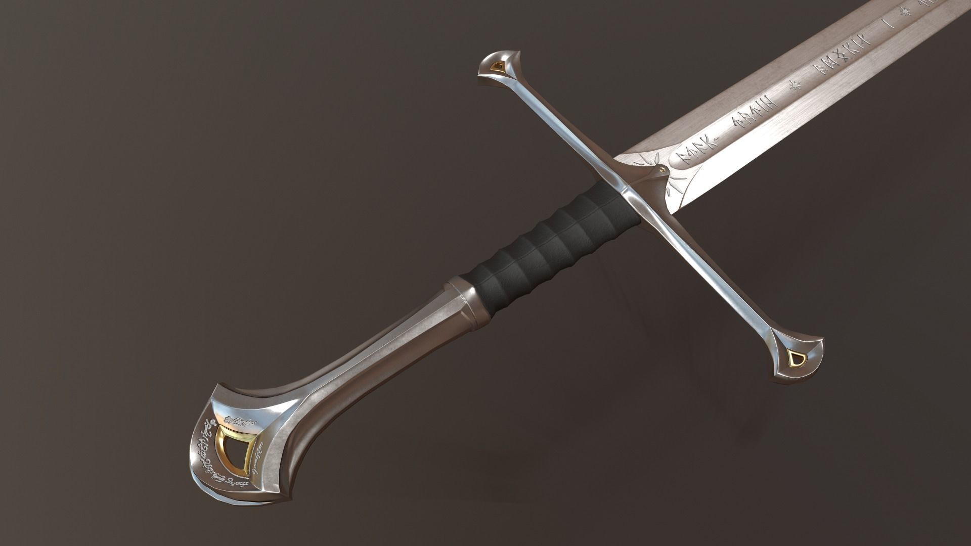 Anduril Long Sword LOTR - PBR Low Poly Model free VR / AR / low-poly 3D ...