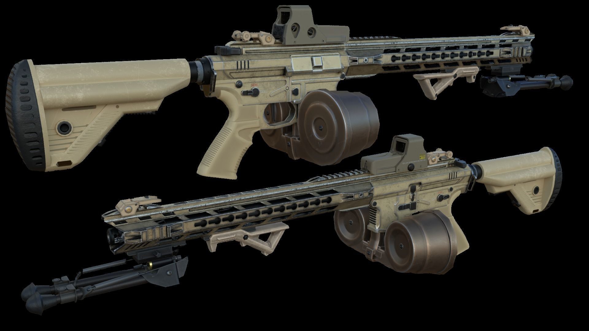 3D model Modular Combat Rifle-Squad Automatic Weapon Variant VR / AR ...