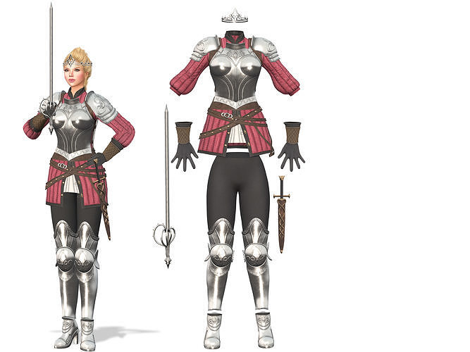 3D model Full Female Knights Armour Suit VR / AR / low-poly | CGTrader
