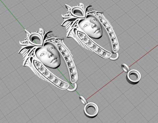 Earrings Head Girl 3D model 3D printable | CGTrader