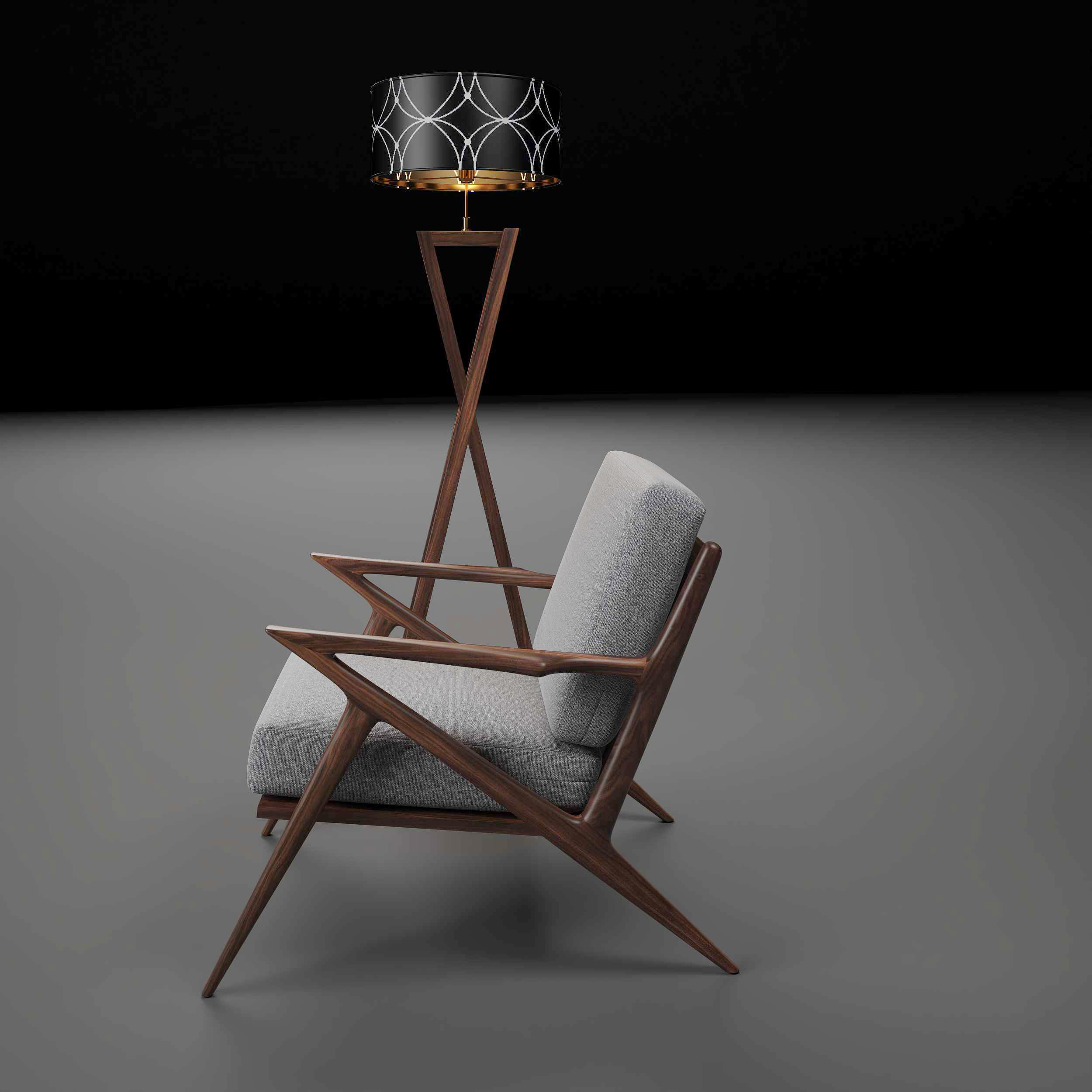 Modern chair with pedestal lamp render ready vray 3D model | CGTrader