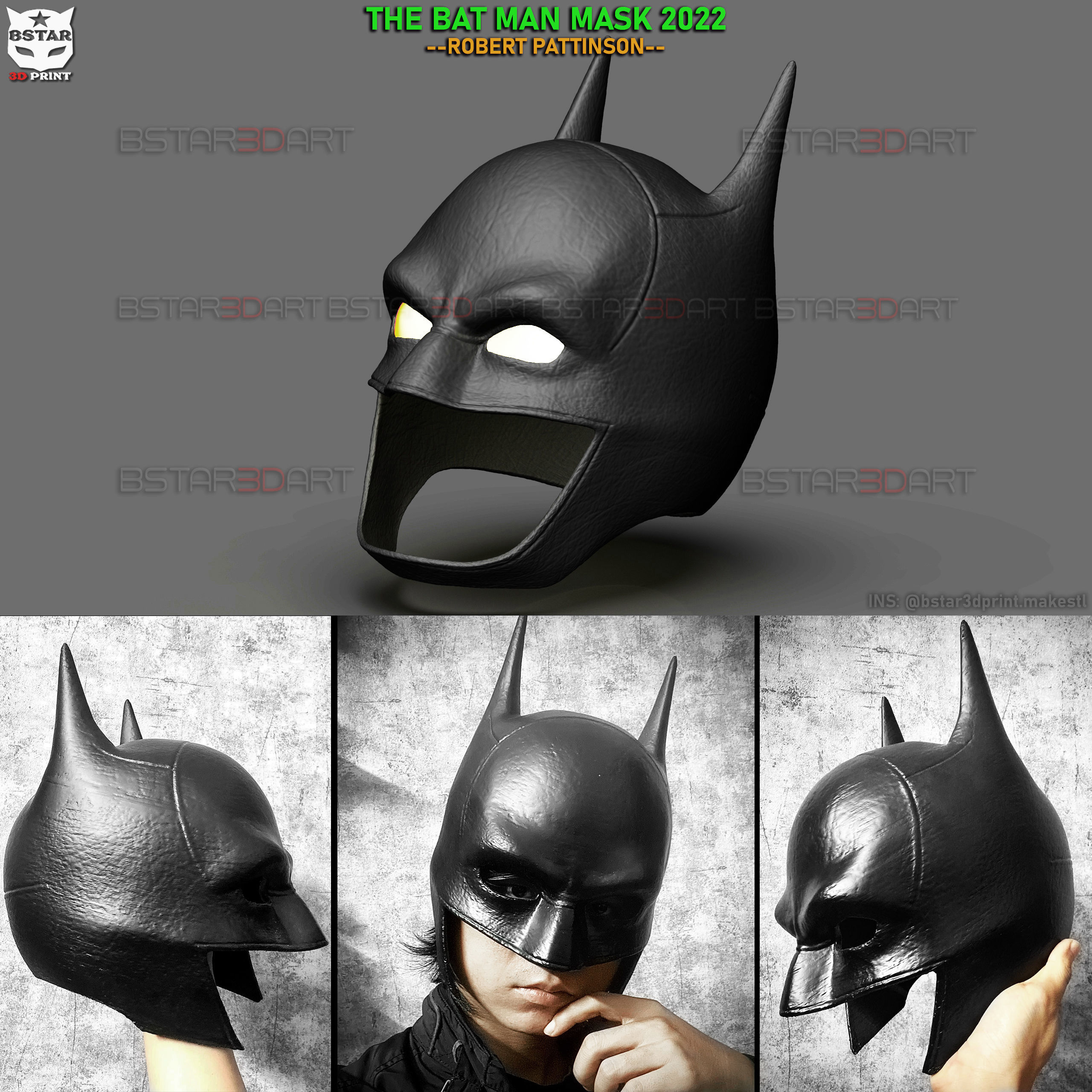 Batman Mask - Robert Pattinson - The Batman 2022 - DC comic 3D model 3D ...