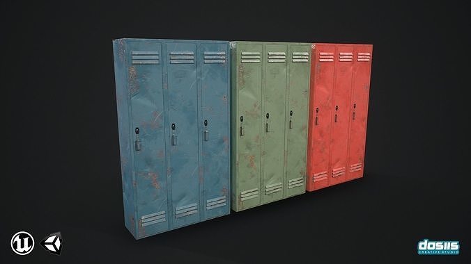 3D model Lockers Rusty - Pack - Game Ready VR / AR / low-poly | CGTrader